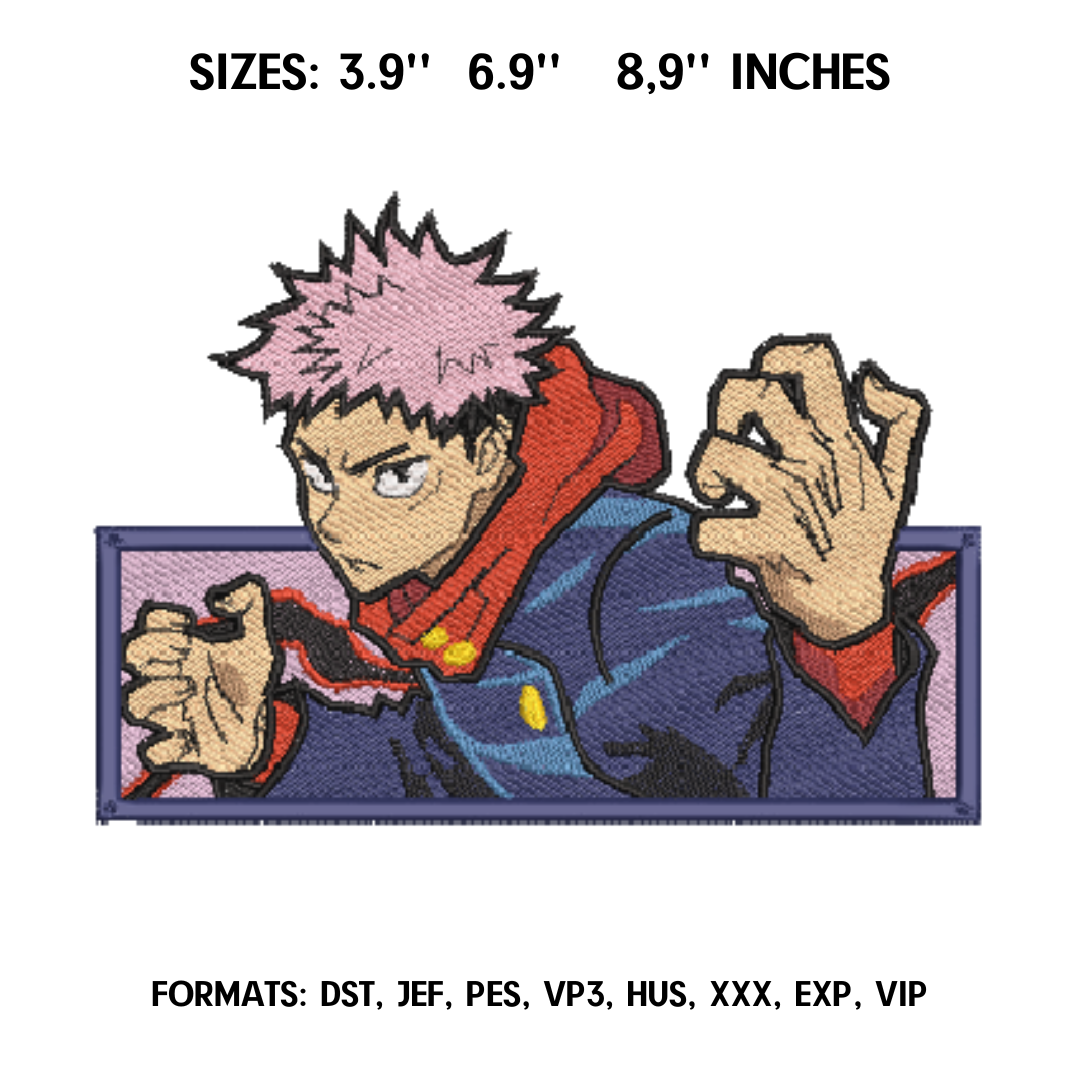 Yuji Itadori Embroidery Design File/ Jujutsu Kaisen Anime Em - Inspire ...