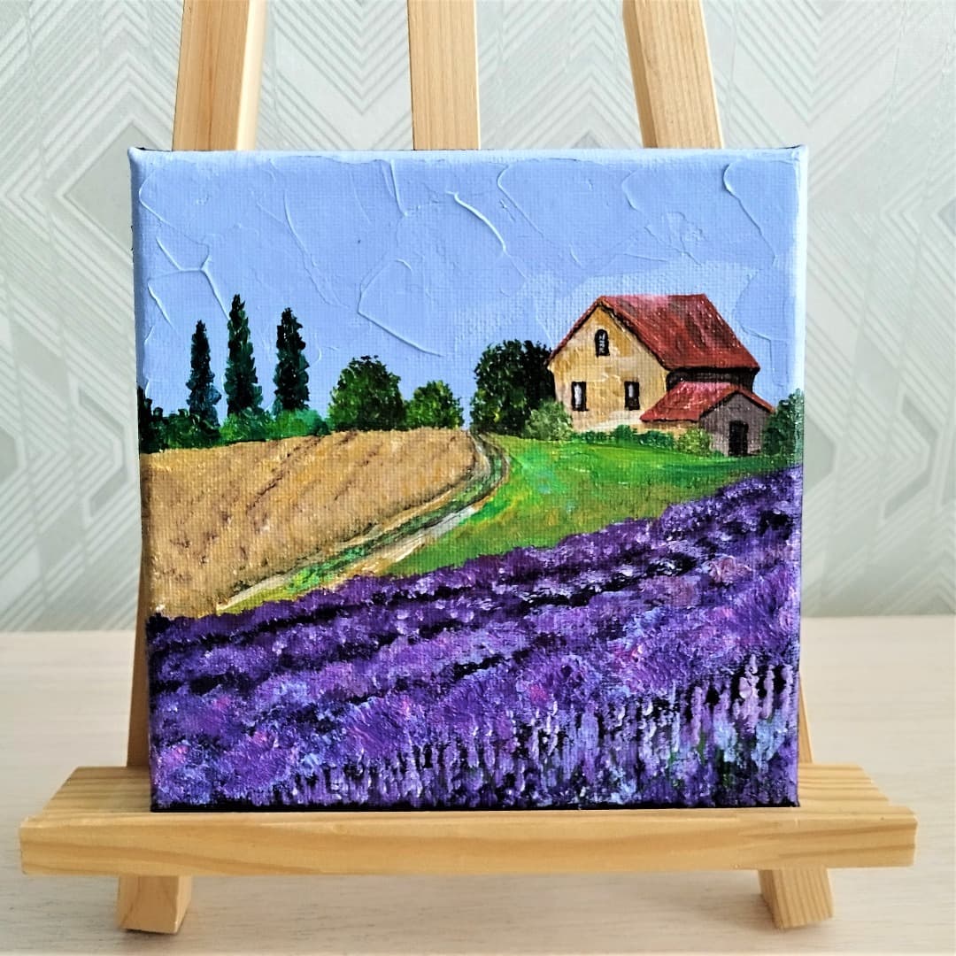 Italian landscape painting lavender wall art impasto | Inspire Uplift