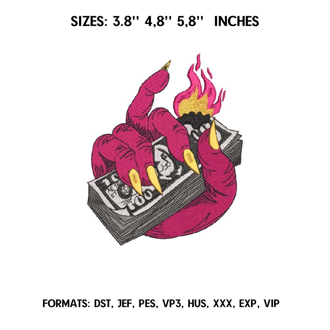 Devil Cash Embroidery Design File/ Trendy Anime Embroidery D | Inspire ...