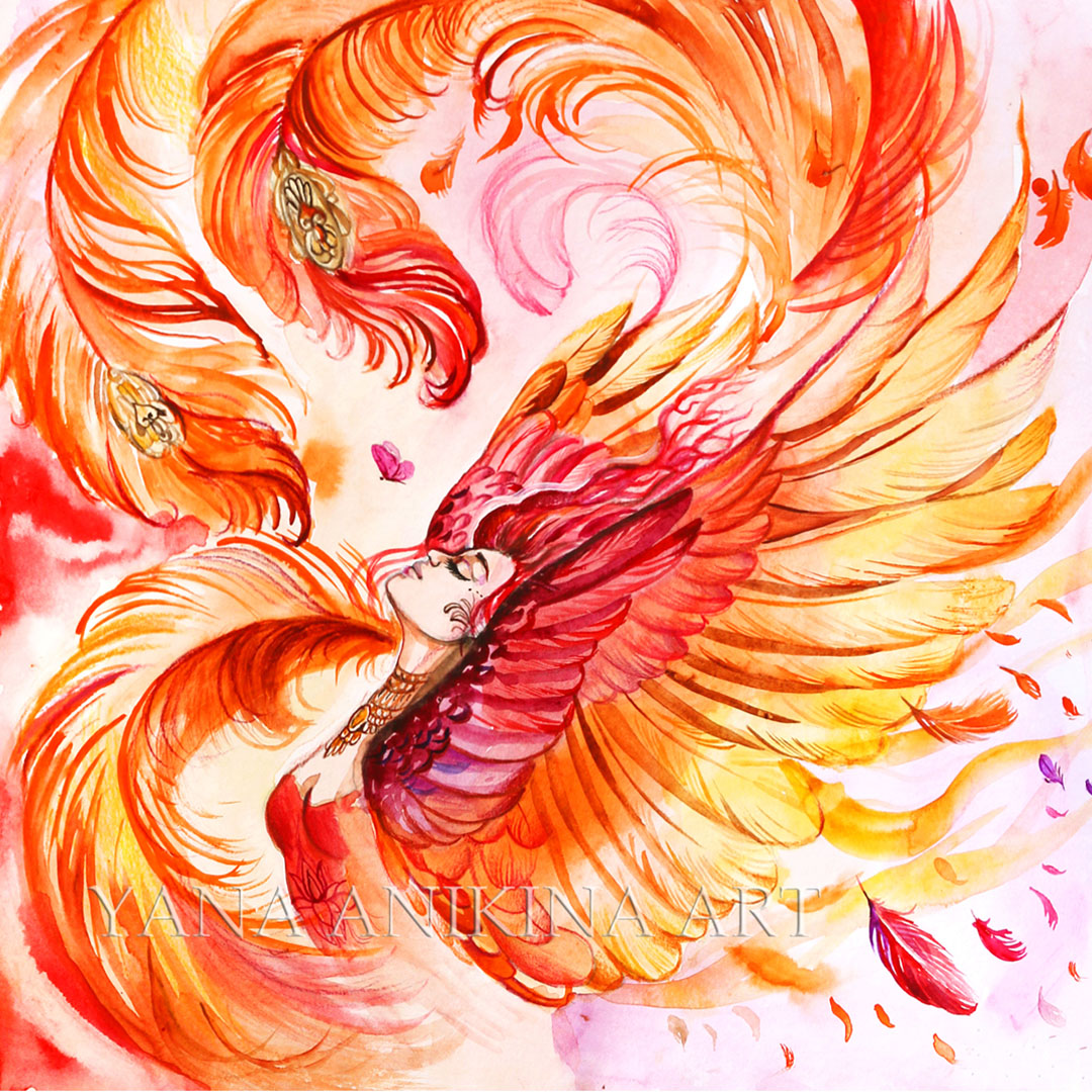 Phoenix Goddess Painting Fine Art Phoenix Women Original Art - Inspire ...
