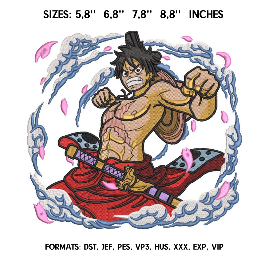 Luffy Embroidery Design File/ One piece Anime Embroidery Des | Inspire ...