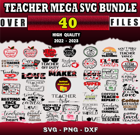 40 TEACHER MEGA SVG BUNDLE - SVG, PNG, DXF, EPS, PDF Files F | Inspire ...