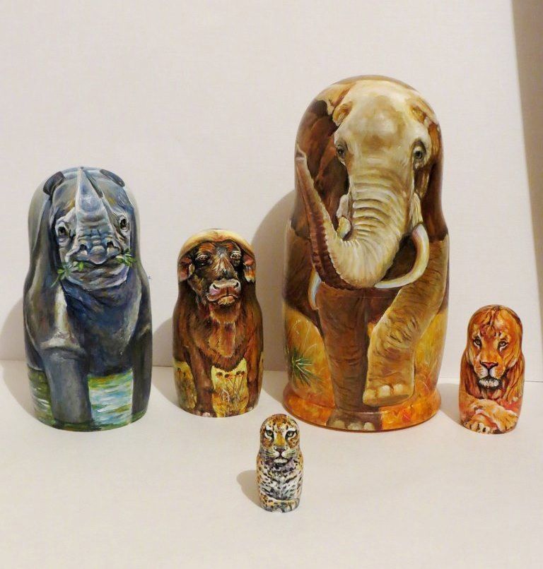 Big Five African animals matryoshka nesting dolls - Custom w - Inspire ...