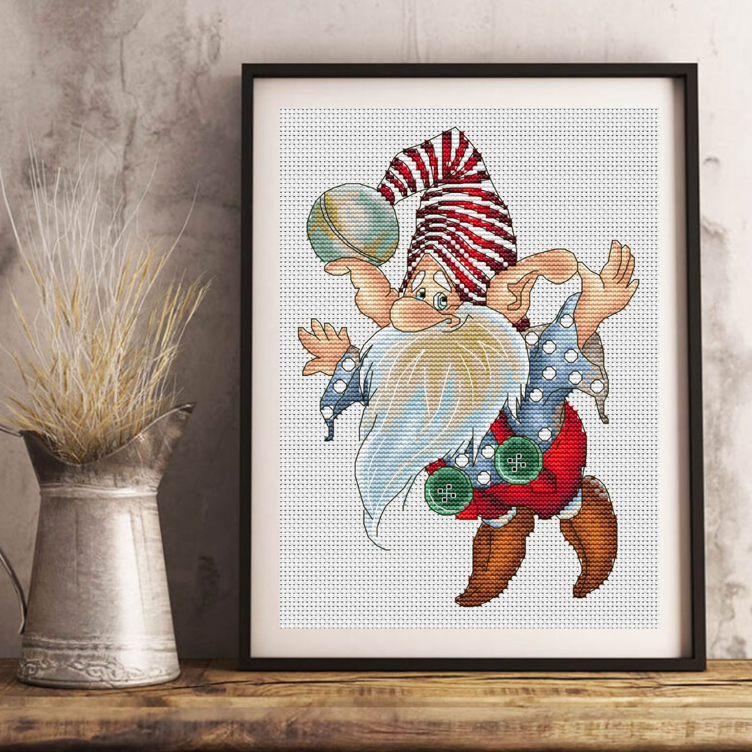 Flying gnome cross stitch pattern PDF, funny gnome, gnome em - Inspire ...