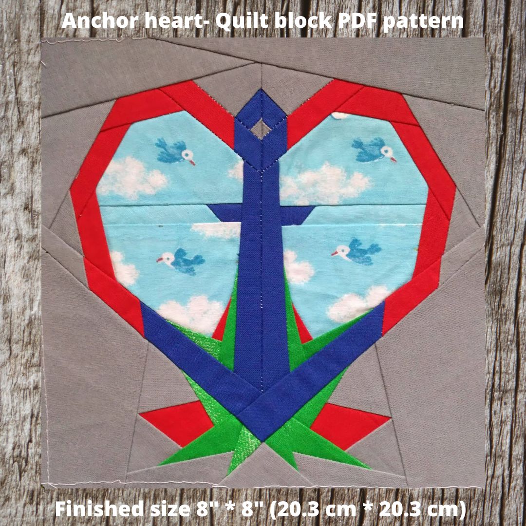 Anchor heart - Quilt block PDF pattern in technology Paper P - Inspire ...