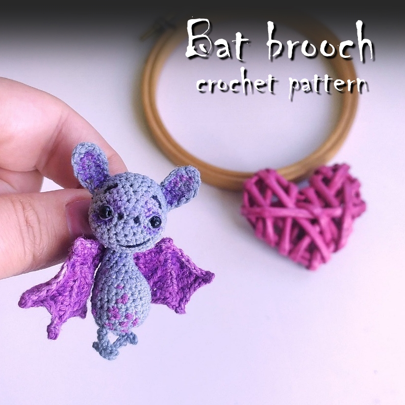 Bat crochet pattern, brooch crochet pattern, amigurumi toy - Inspire Uplift