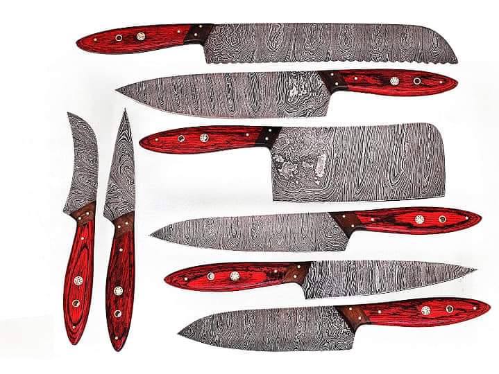 Damscus steel Chef Set Of 8Pieces ,Custom Handmade Chef Set | Inspire ...
