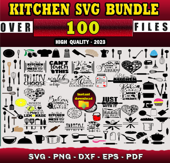 100 KITCHEN SVG BUNDLE - SVG, PNG, DXF, EPS, PDF Files For P | Inspire ...