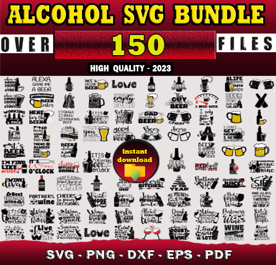 150 ALCOHOL SVG BUNDLE - SVG, PNG, DXF, EPS, PDF Files For P | Inspire ...