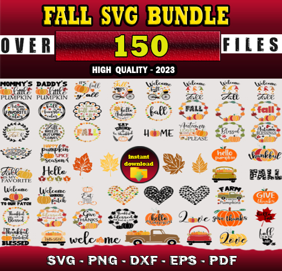 150 FALL SVG BUNDLE - SVG, PNG, DXF, EPS, PDF Files For Prin | Inspire ...
