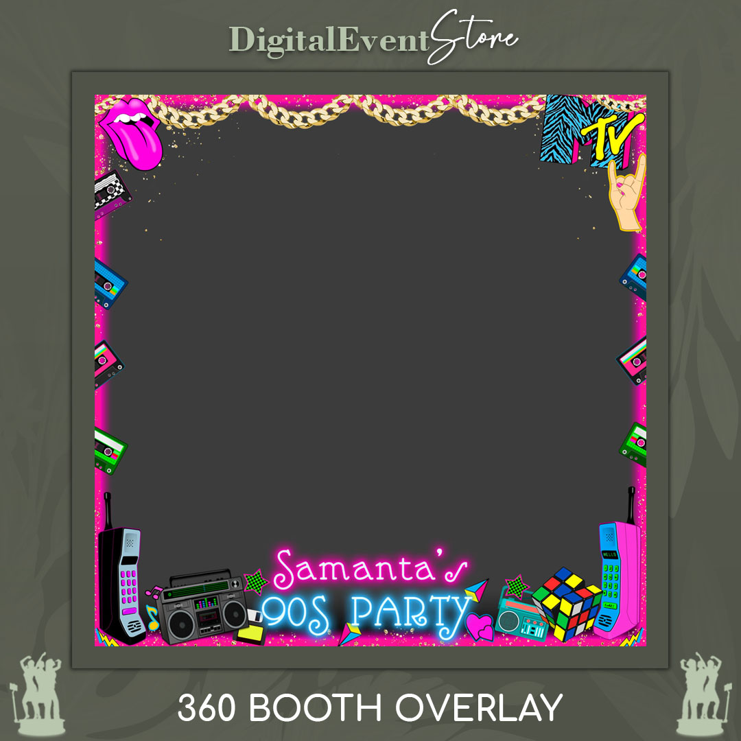 Neon 90s Party 360 Overlay 80s Party Photobooth Template 360 | Inspire ...