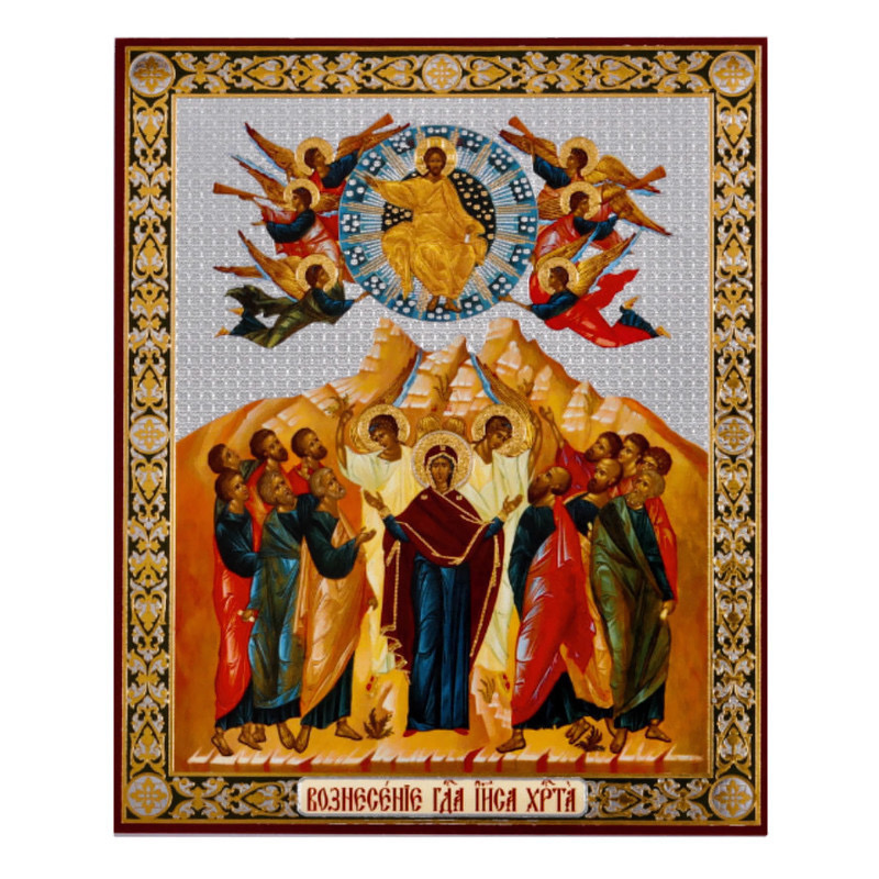 The Ascension of Jesus | Gold foiled icon on wood | Size: | Inspire Uplift