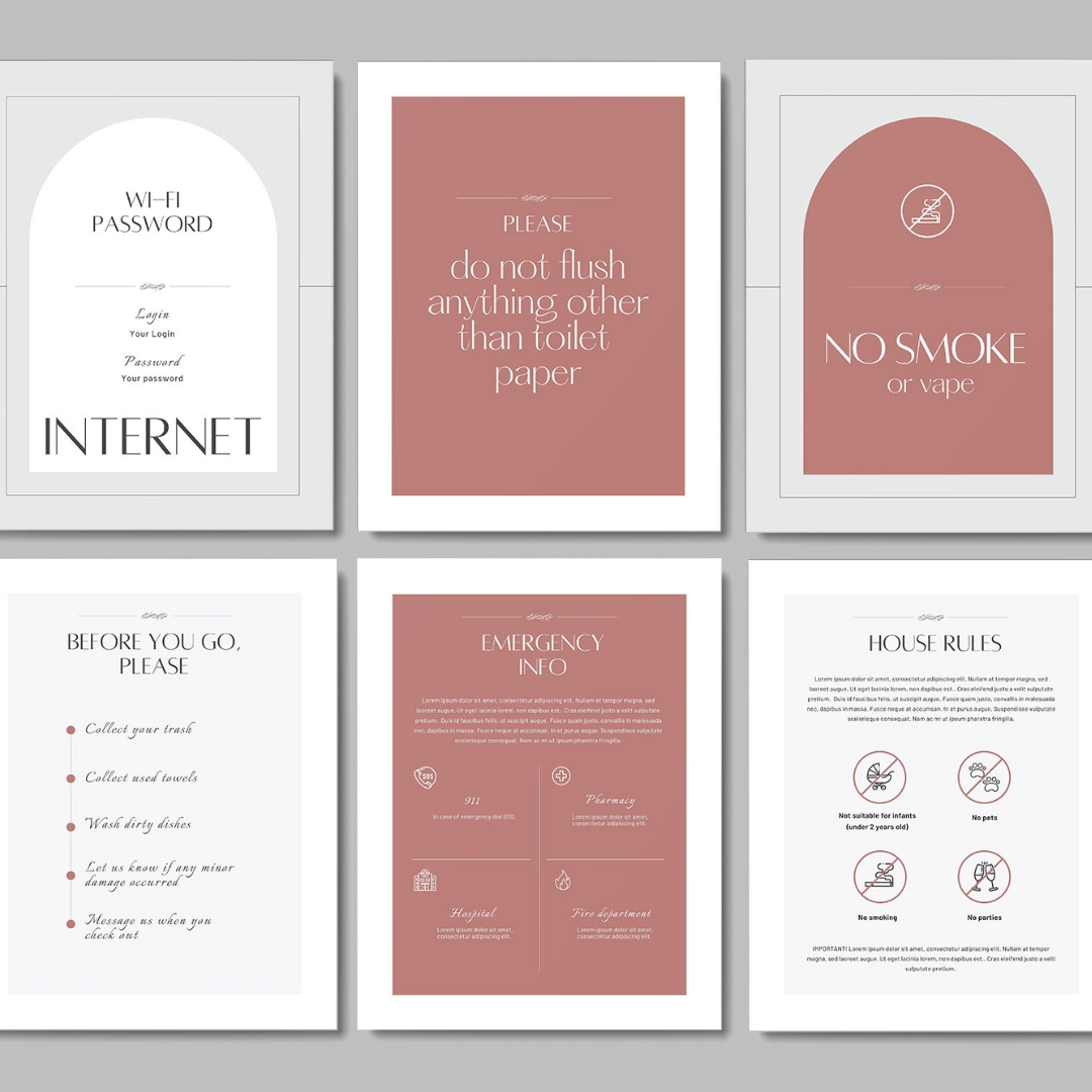 Airbnb Welcome Sign Template, Canva template, 6 signs, VRBO - Inspire ...