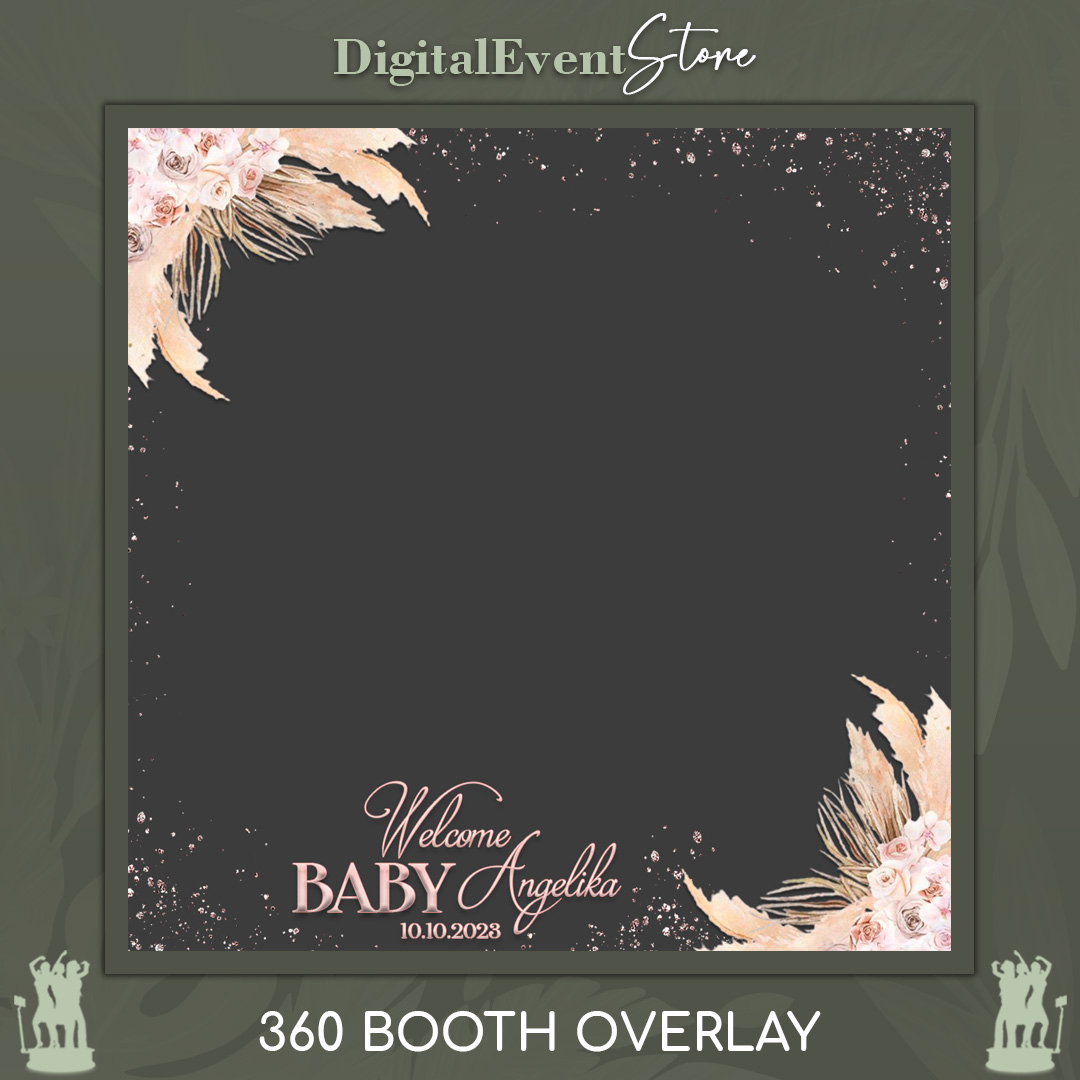 360 Boho Welcome Baby Overlay Pink Flowers Video Booth Overl | Inspire ...