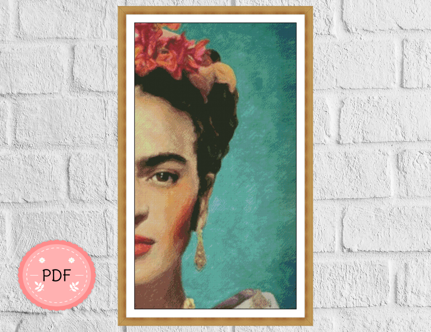 Frida Kahlo Cross Stitch Pattern,Portrait ,X Stitch Chart,In | Inspire ...