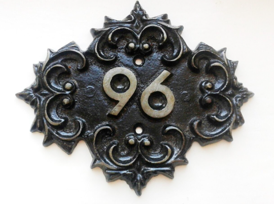 Old fashioned cast iron address number 96 door sign plaque v | Inspire ...