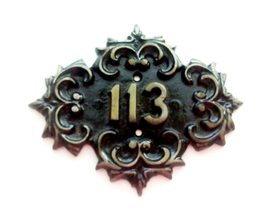 Cast iron address number sign 113 old fashioned door plaque | Inspire ...