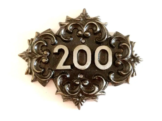 Cast iron old address number sign 200 vintage metal number p | Inspire ...