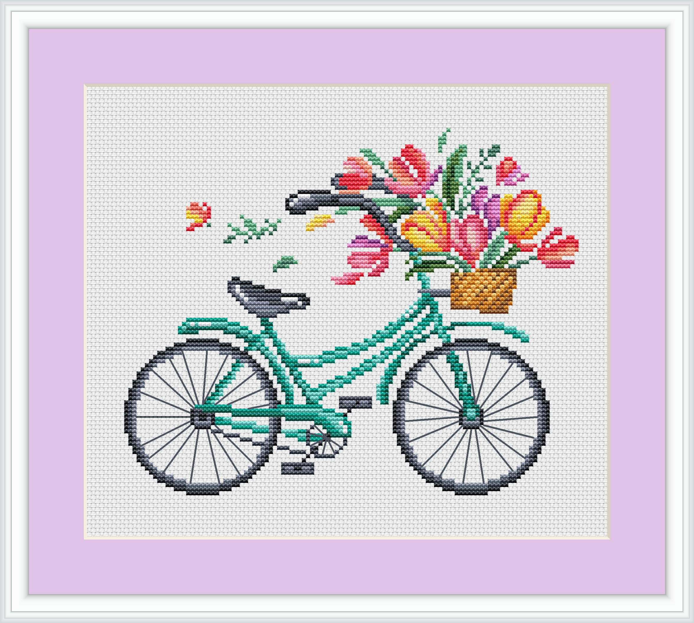 Bicycle Cross Stitch Pattern Spring Cross Stitch Pattern Tul | Inspire ...