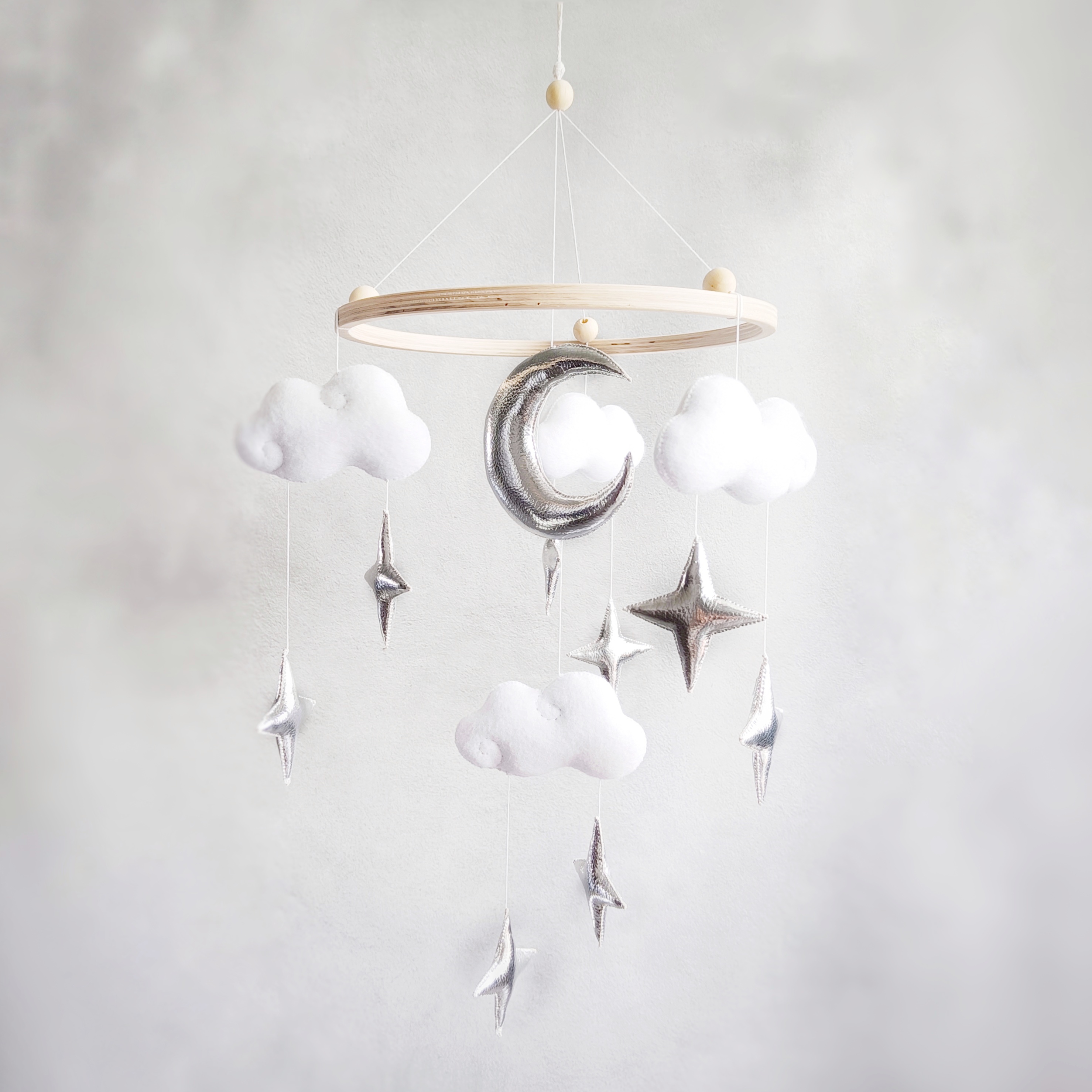 Moon baby mobile, Baby nursery mobile, Neutral baby crib mob - Inspire ...