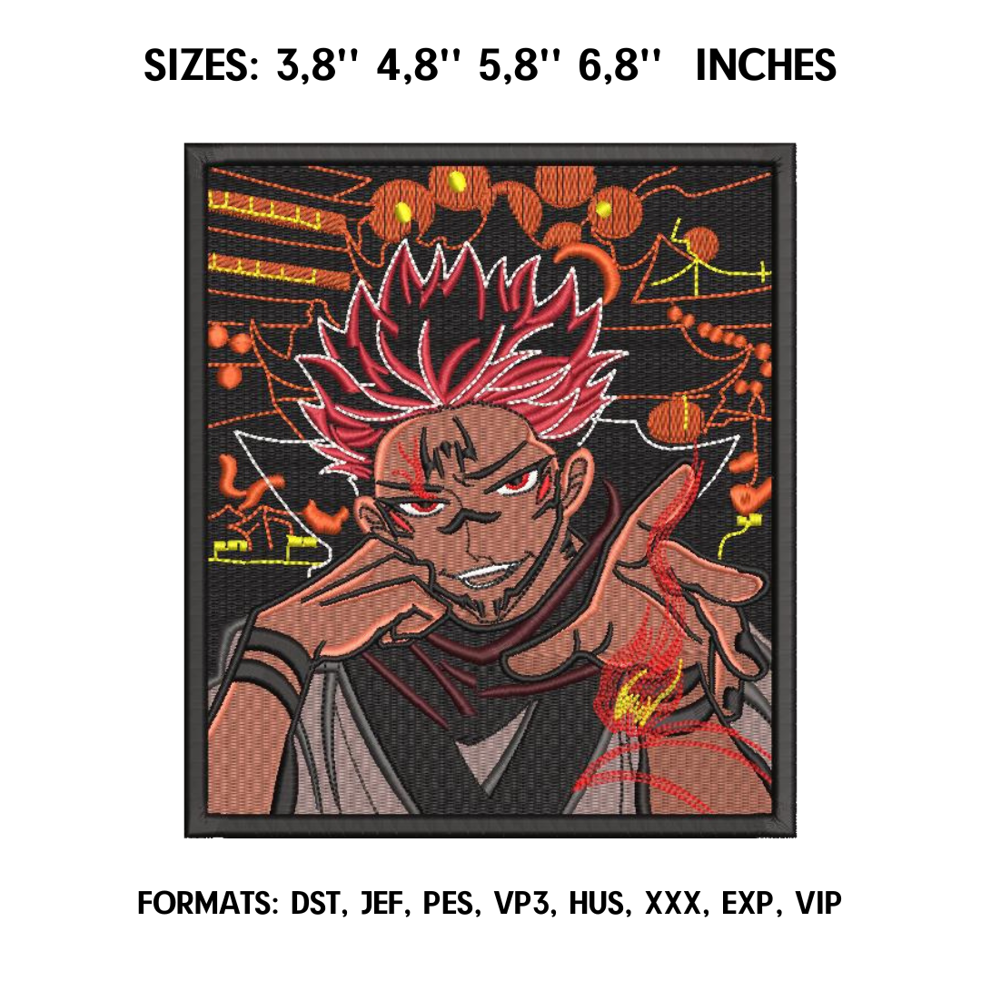 Sukuna - Itadori Embroidery design file pes. Anime embroider | Inspire ...