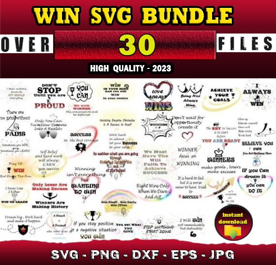 30 WIN SVG BUNDLE - SVG, PNG, DXF, EPS, PDF Files For Print | Inspire ...