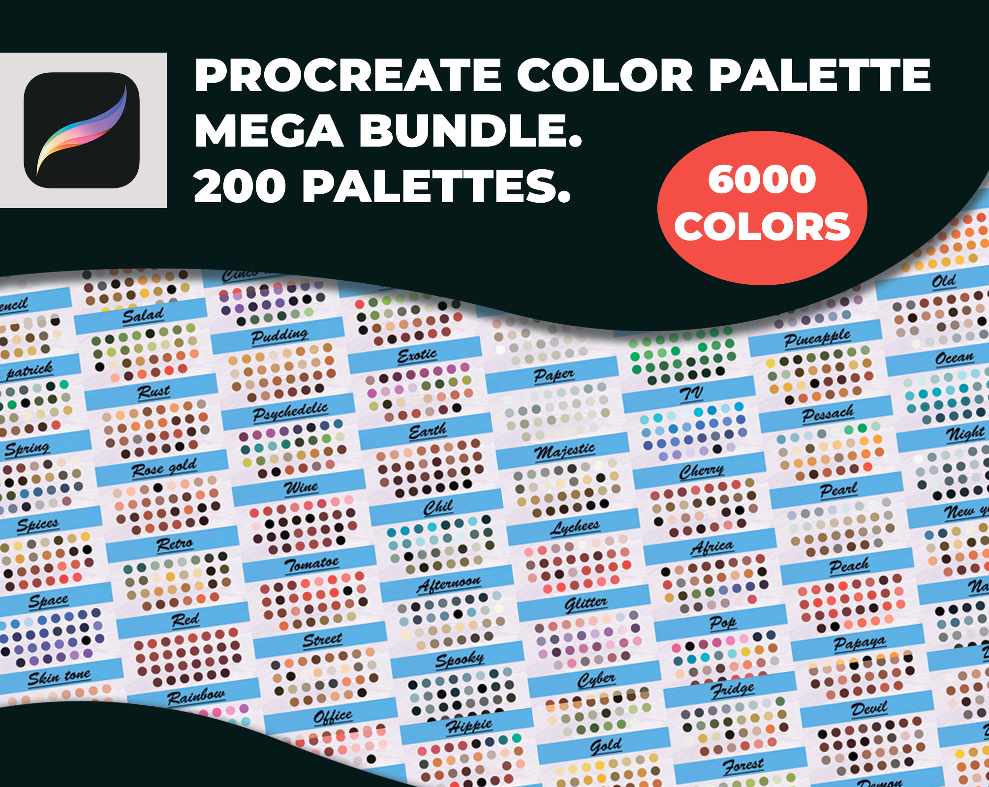 Procreate Color Palette Mega Bundle. 200 Palettes. 6000 Colo | Inspire ...