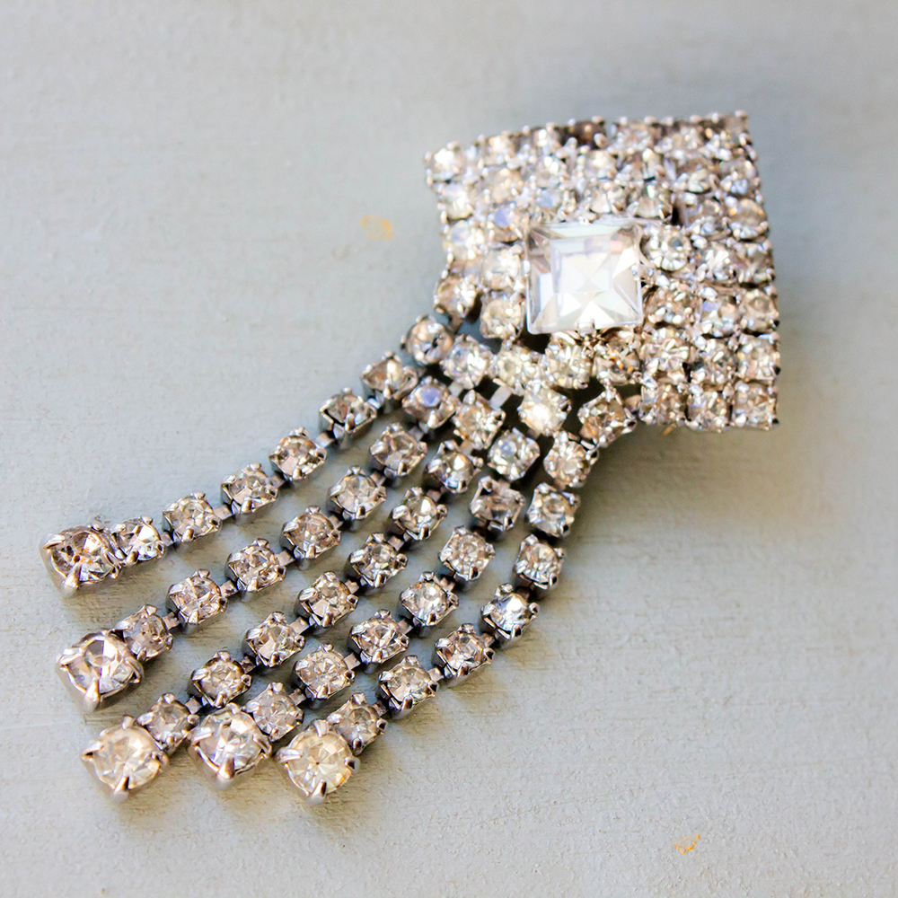 Vintage crystal elegant brooch Ornate dangle brooch pin | Inspire Uplift