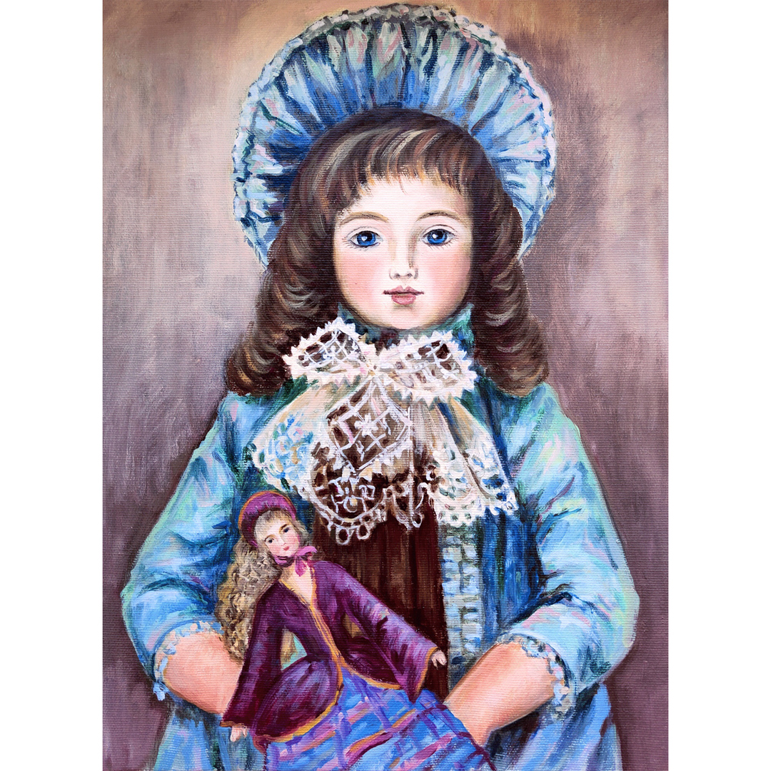 Doll Portrait Painting French Antique Doll Original Artwork - Inspire ...
