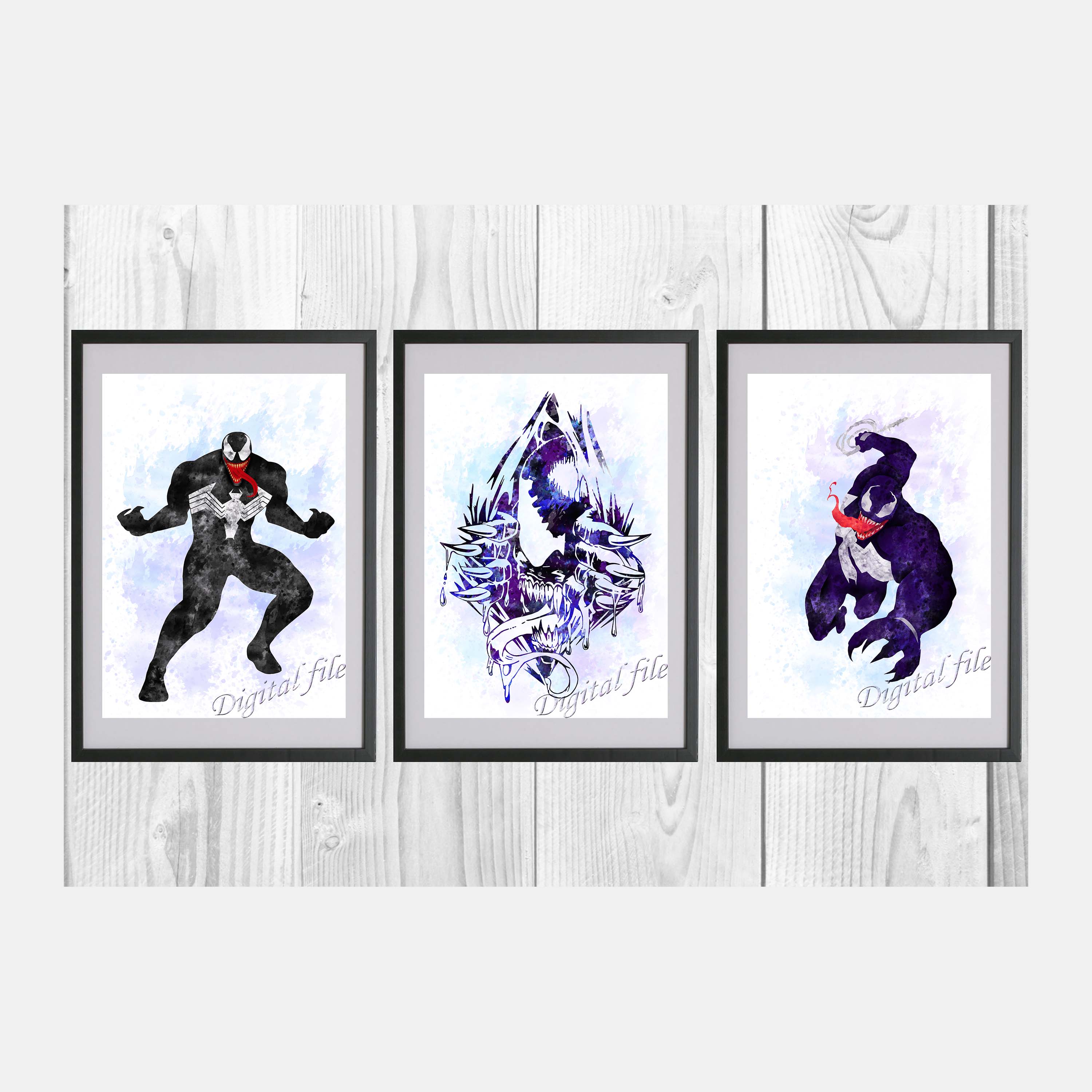 Venom Marvel Superhero set Art Print Digital Files decor nur | Inspire ...
