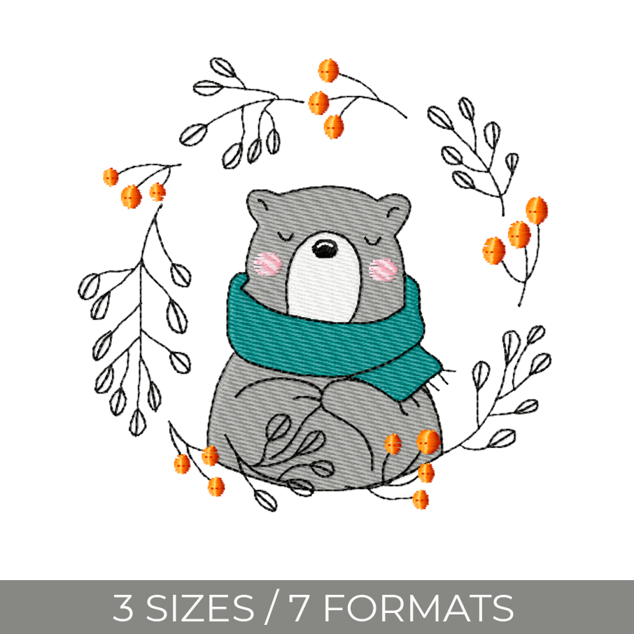 Bear, Embroidery machine file, Embroidery design, Bear embro | Inspire ...