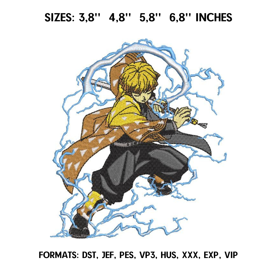 Zenitsu Agatsuma Embroidery Design File / Kimetsu no yaiba A | Inspire ...