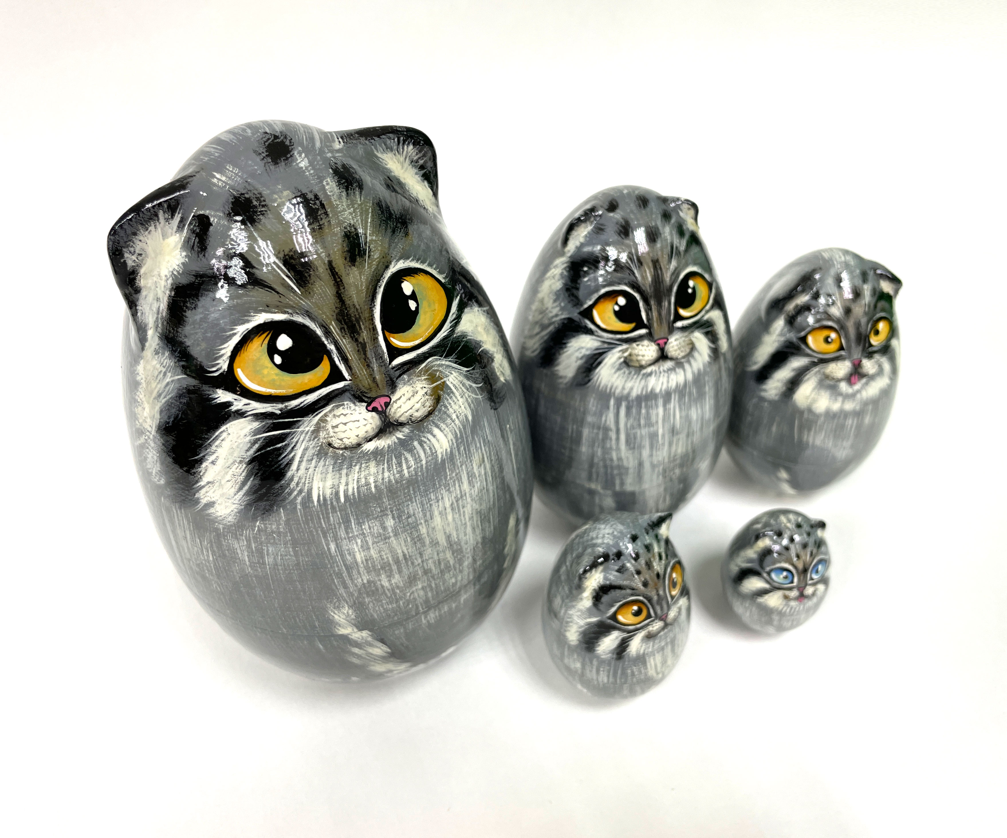 Big Cat Manul nesting dolls, Russian matryoshka, nesting dol - Inspire ...