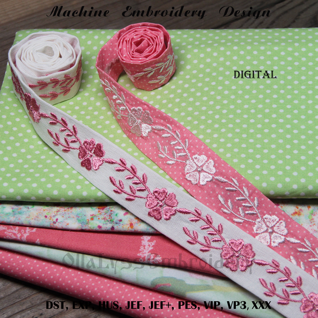 Floral endless border 2 embroidery design - Inspire Uplift