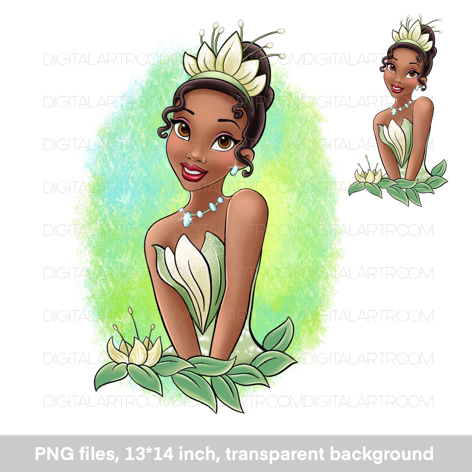 Cartoon princess with black skin, PNG sublimation design - Inspire Uplift
