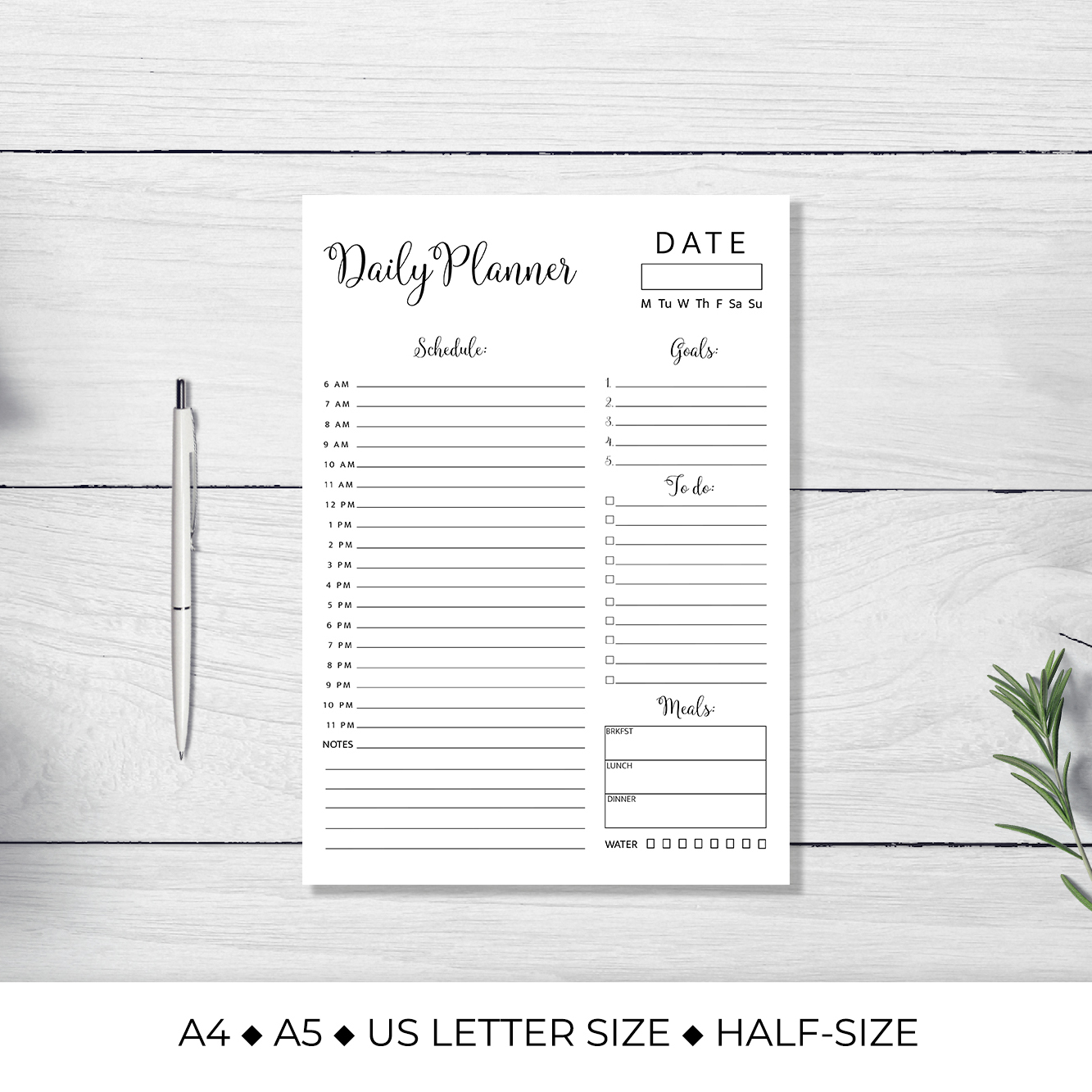 Daily Planner Page. Planner inserts Printable | Inspire Uplift