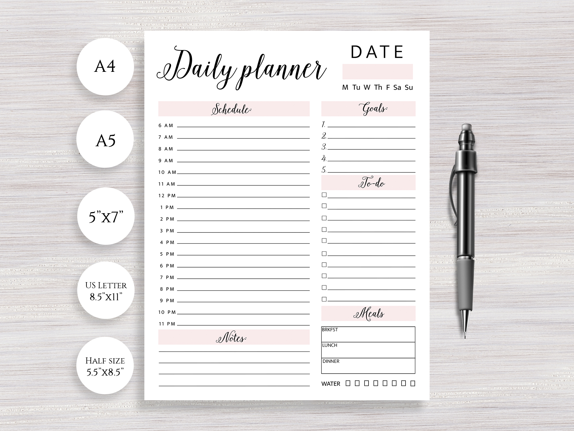 Daily Planner Page Printable, Daily Organizer, Planner inser | Inspire ...