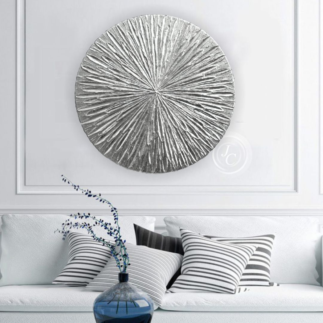 Silver Abstract Wall Art Round Original Painting Textured ar | Inspire ...