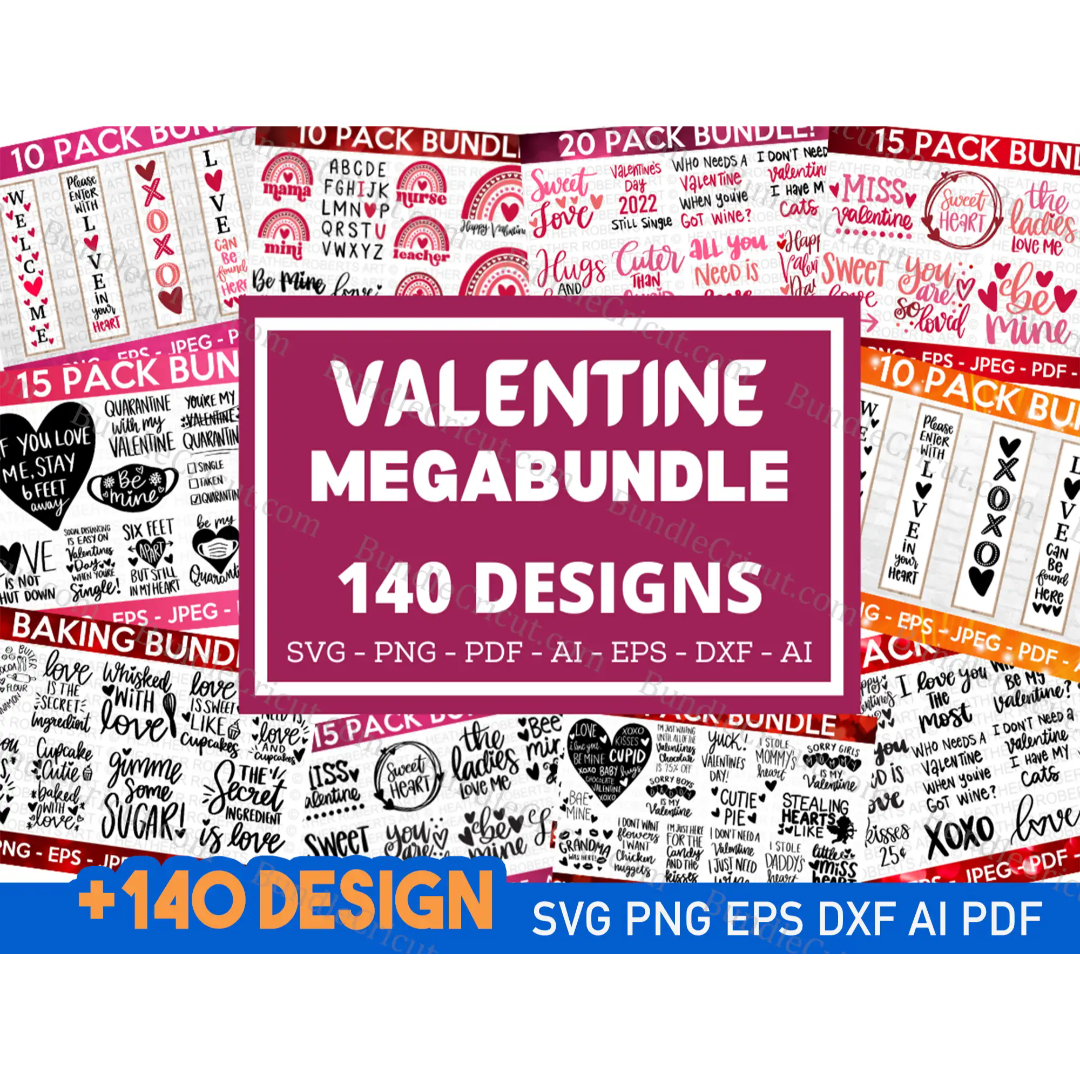 Valentine Mega Bundle,Valentine svg files, 140 Valentine svg | Inspire ...