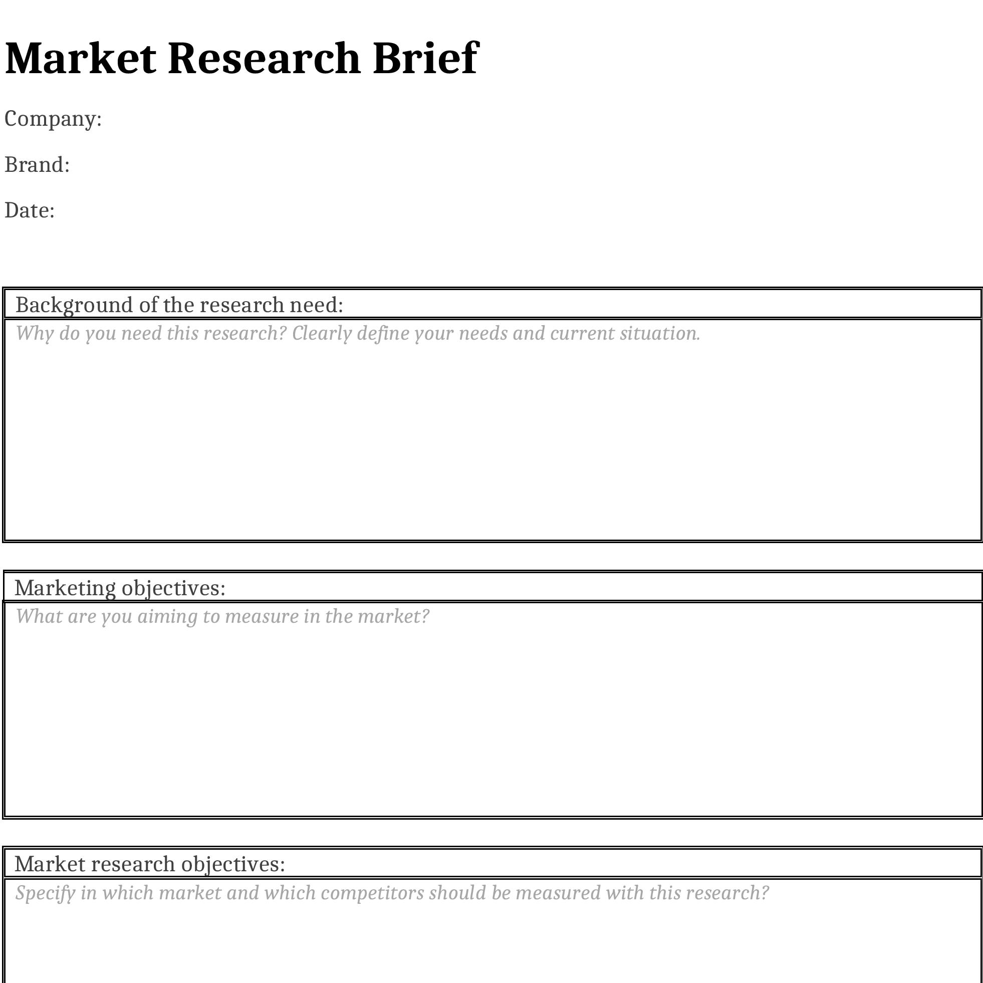 Market Research Brief Template Market Research Planner Marke Inspire 