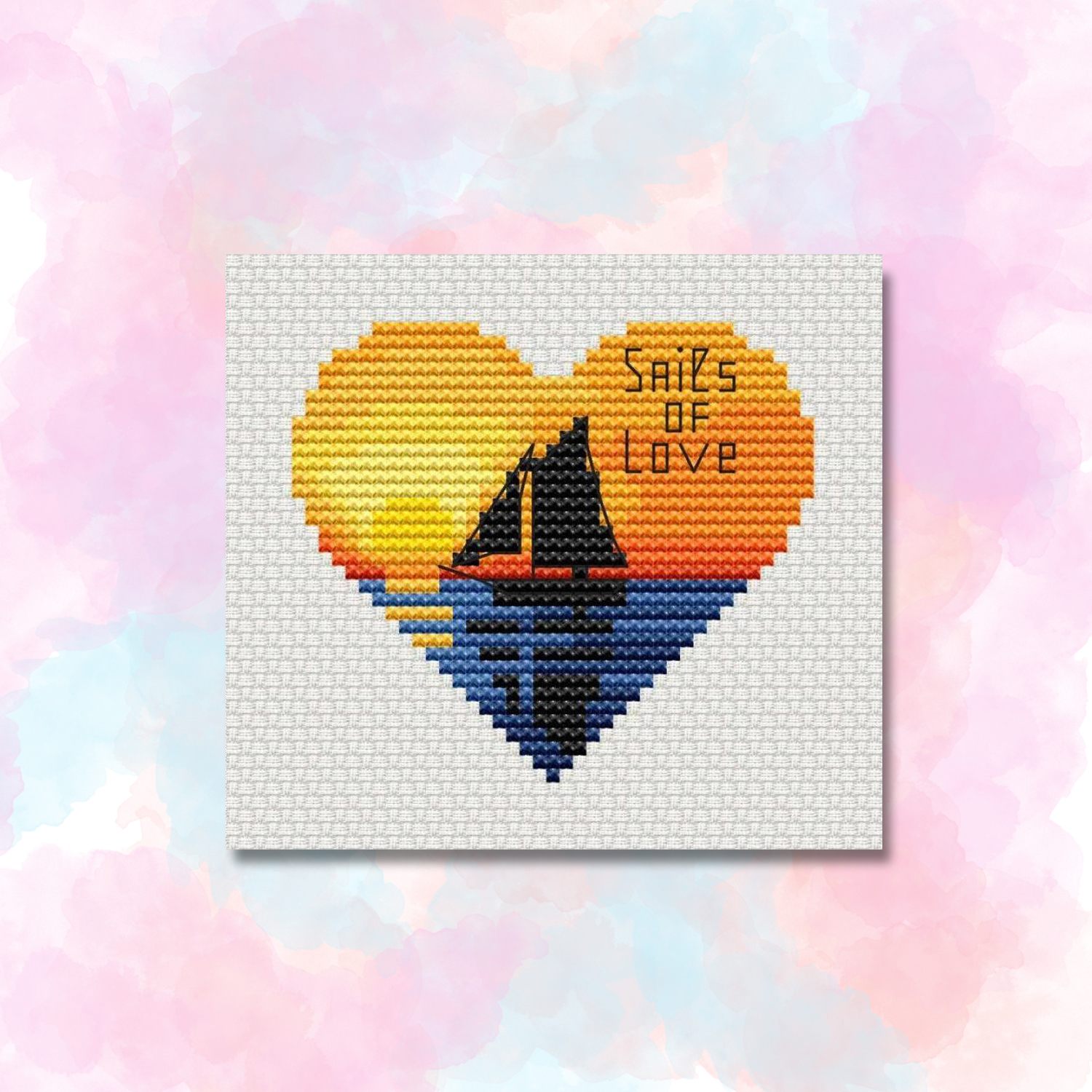 Heart sail Cross stitch pattern - Inspire Uplift