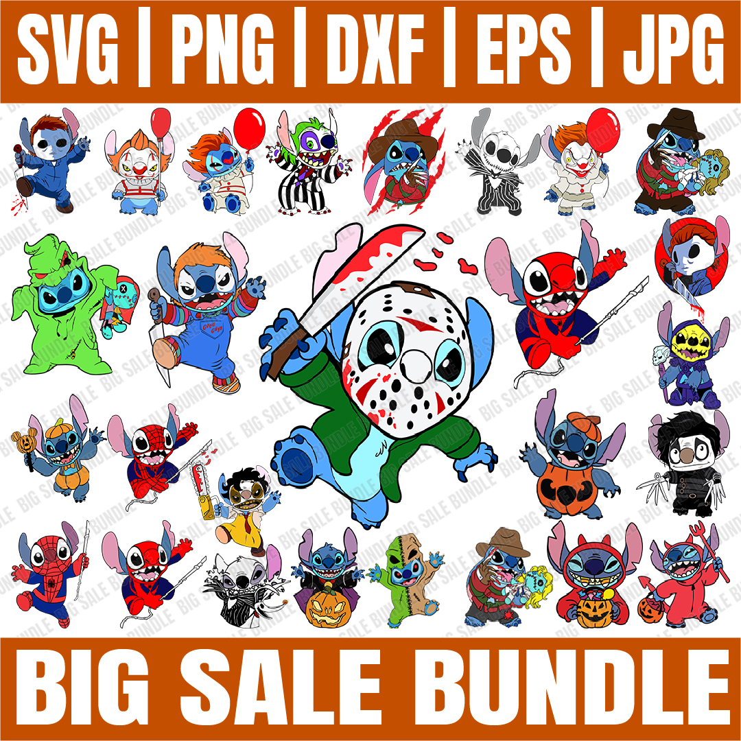 Bundle 27 Files Stitch Horror Characters Svg, Bundle Hallowe - Inspire ...