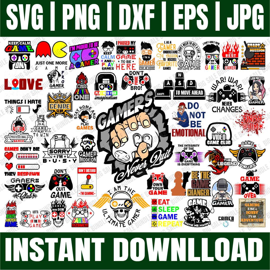Bundle 50 Files Gaming Svg, Gamer Svg Bundle, Gamer Quotes S | Inspire ...