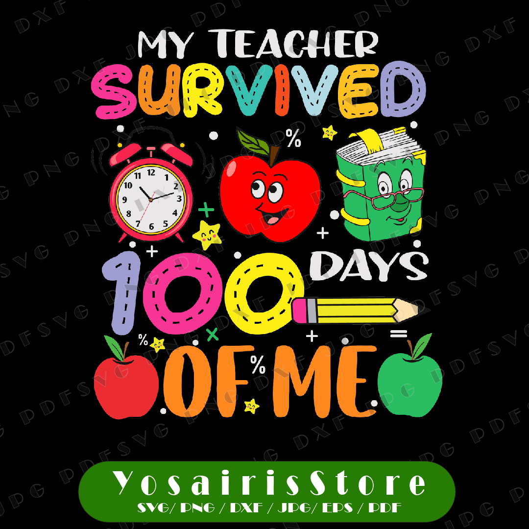 Funny My Teacher Survived 100 Days Of Me Svg, 100th Day Of S | Inspire ...