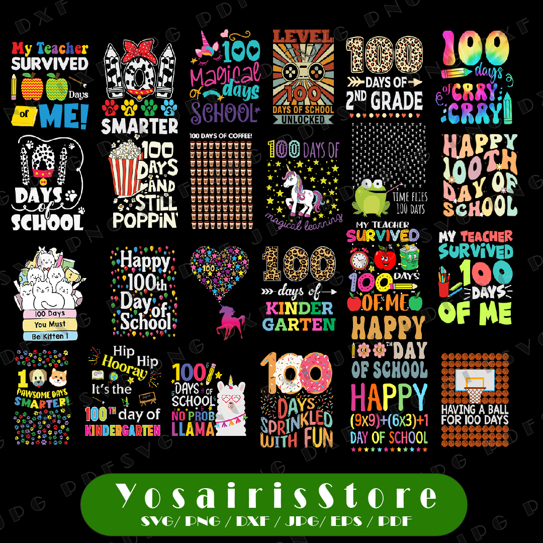 Bundle 25 files Happy 100 Days of School Svg, 100 Days of S | Inspire ...
