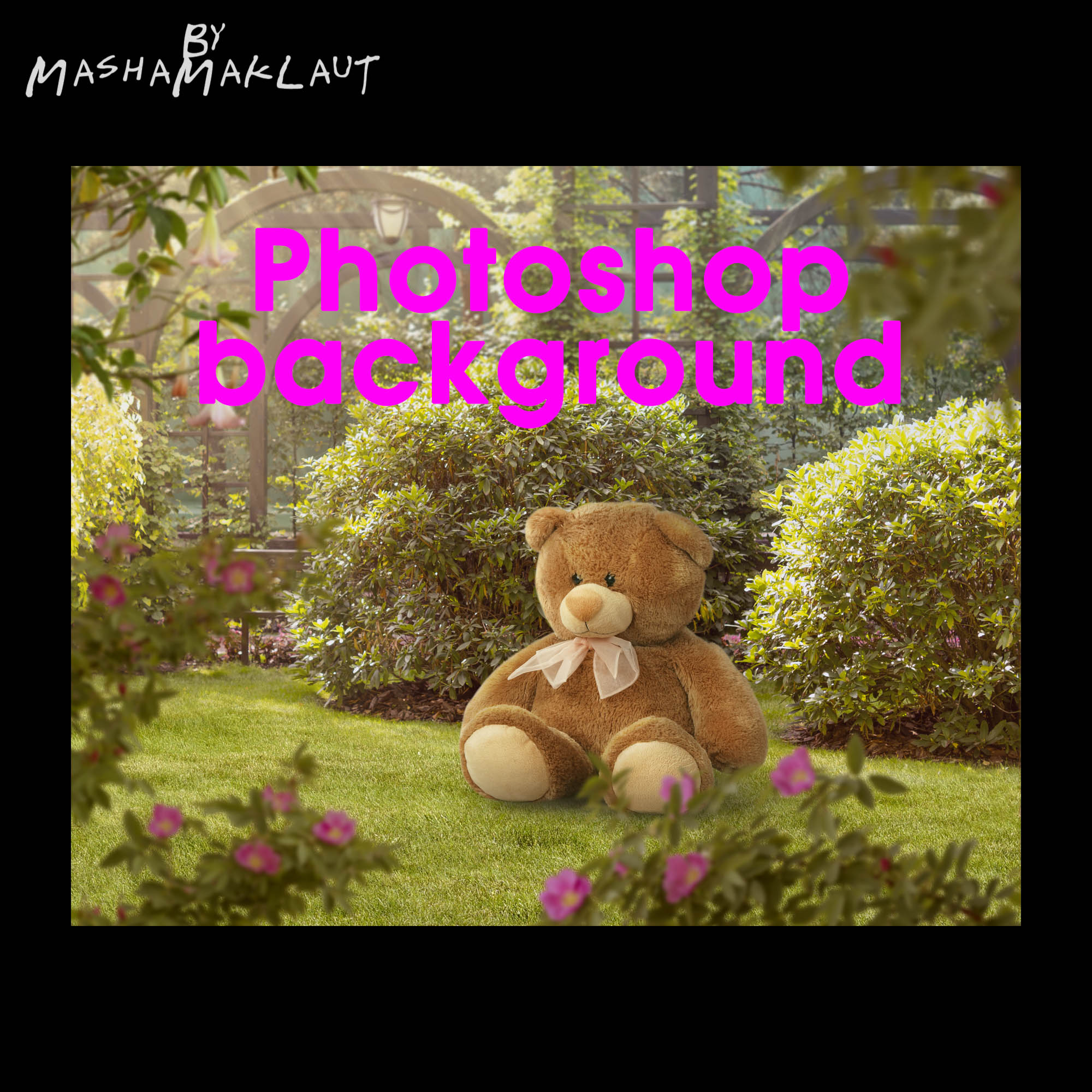 Teddy Bear Garden Digital Background Layered PSD | Inspire Uplift