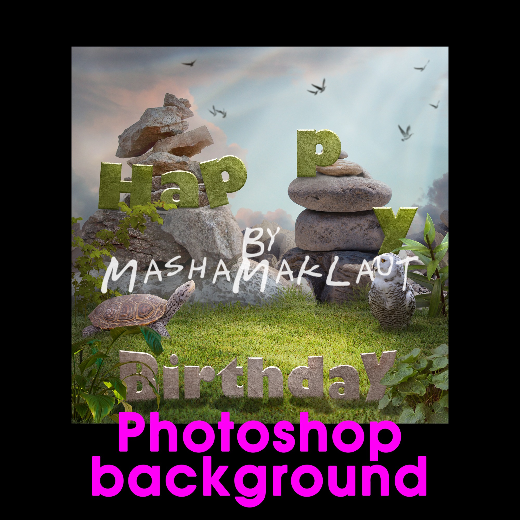 Happy Birthday Digital background backdrop 5 variations | Inspire Uplift