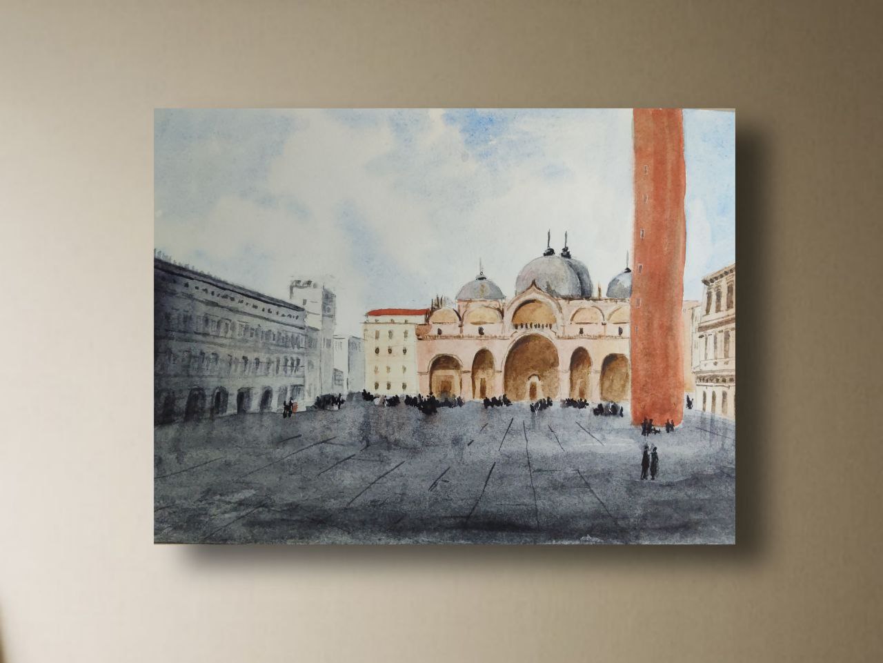 Piazza San Marco Painting Watercolor Art Cityscape 8x11" | Inspire Uplift
