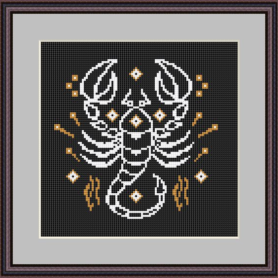 scorpion cross Stitch Pattern, horoscope cross stitch chart, - Inspire ...