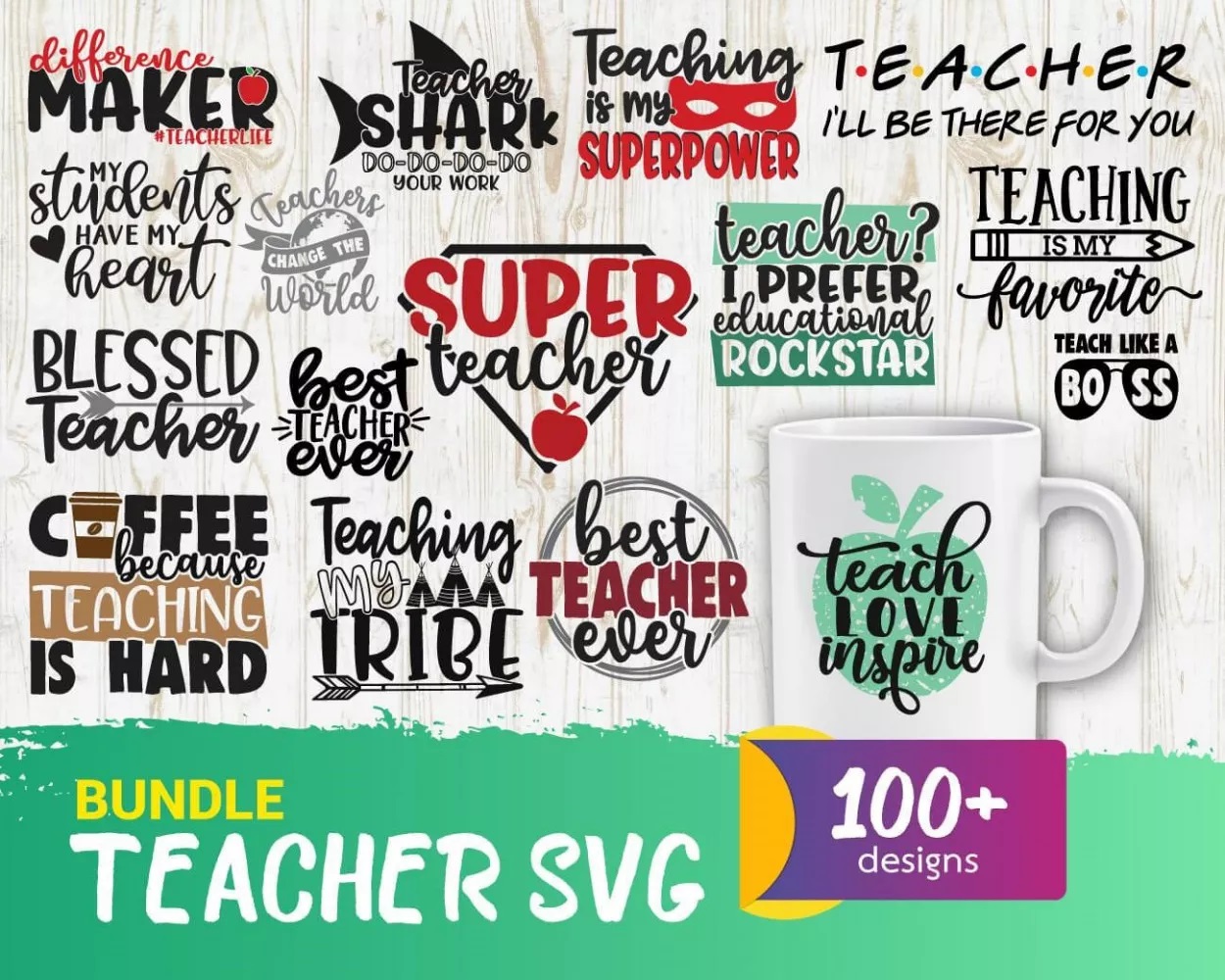 Teacher SVG Cut Files, Teacher PNG Designs, Cricut Svg Files | Inspire ...